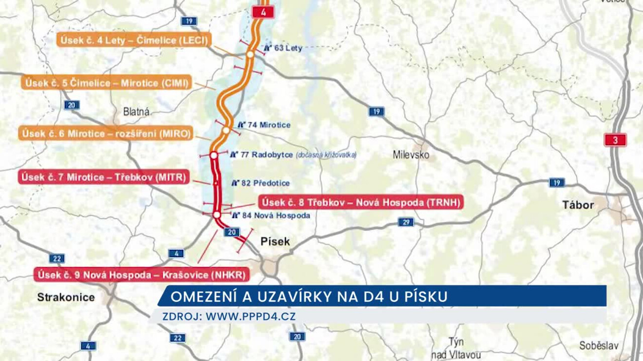 Dálnice D4 je mezi km 78 a 85 průjezdná s omezením a EXIT 84 na Plzeň a ...